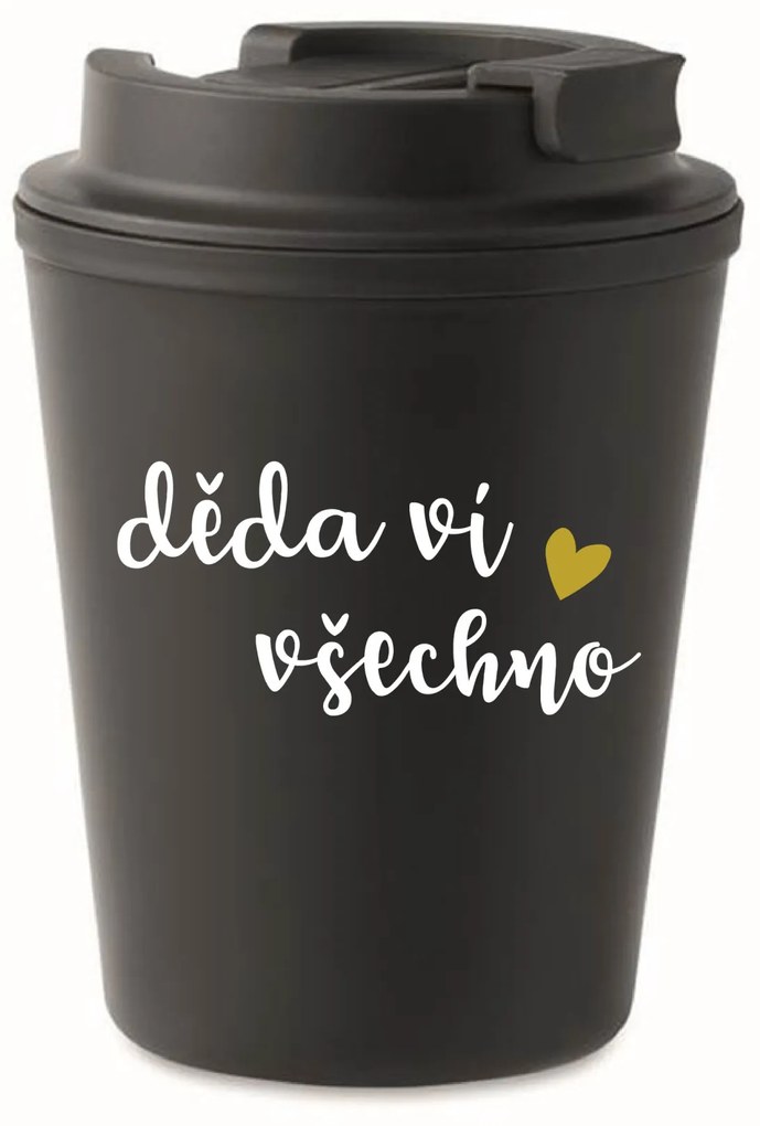 DĚDA VÍ VŠECHNO - černý termohrnek 300 ml