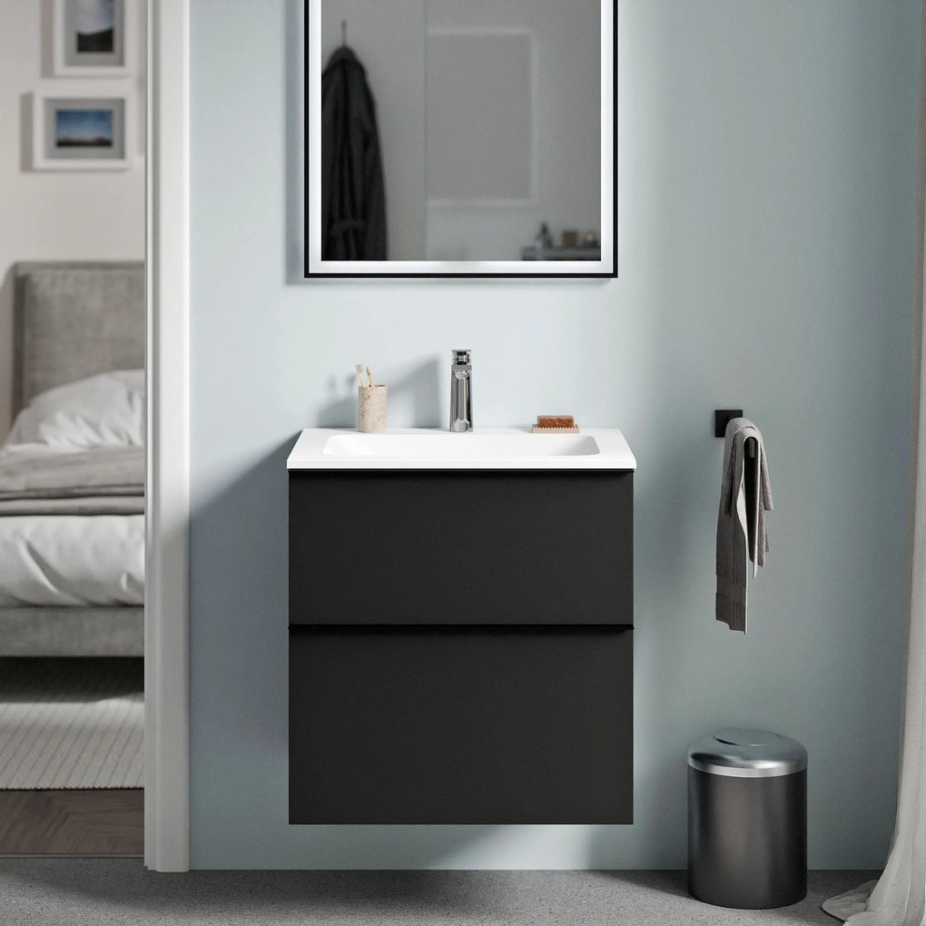Koupelnová skříňka LAVOA 60 cm s umyvadlem z minerálního odlitku CREAM