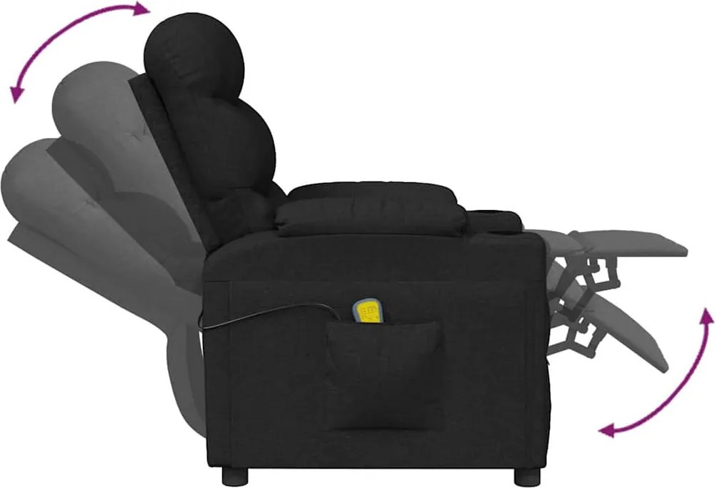 Elektrické masážní křeslo černé textil 3143505