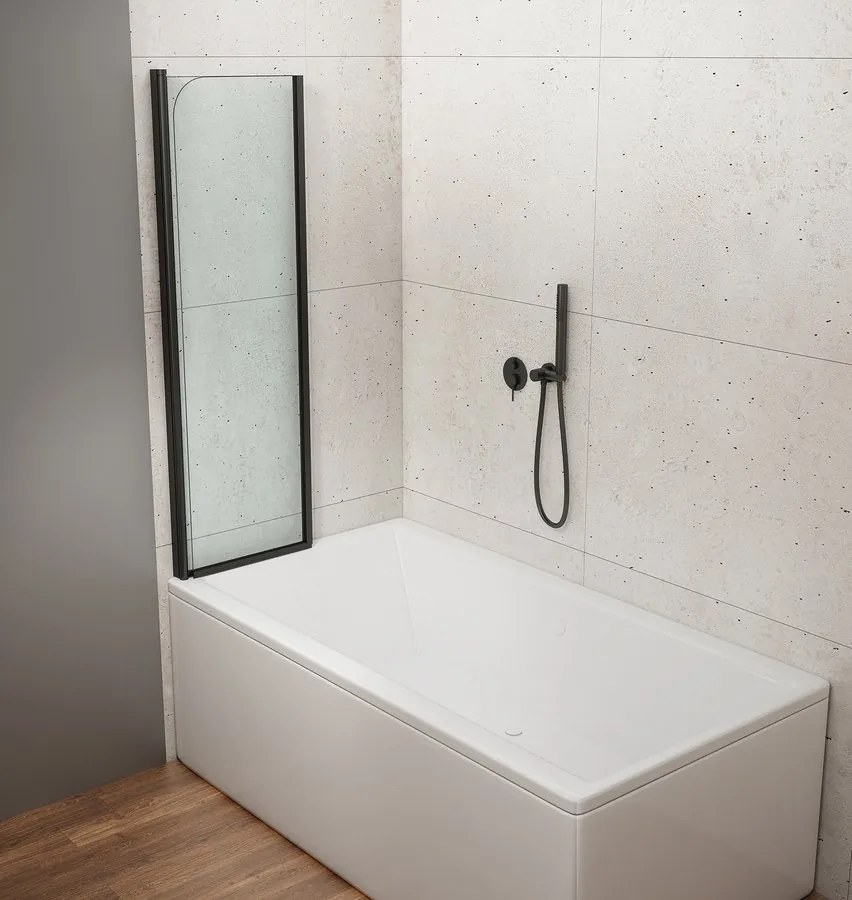 Aqualine Aqualine, WILA vanová zástěna 900x1400 mm, skládací, černá, čiré sklo, AQ5742B