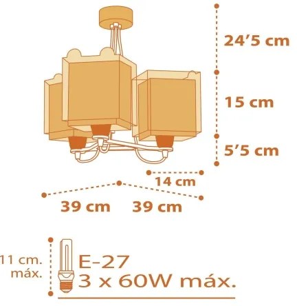 Dalber 64567 - Dětský lustr LITTLE TIGER 3xE27/60W/230V
