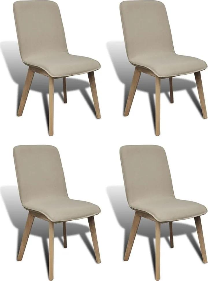 vidaXL Jídelní židle 4 ks textil a masivní dubové dřevo [248915] Barva: světle šedá