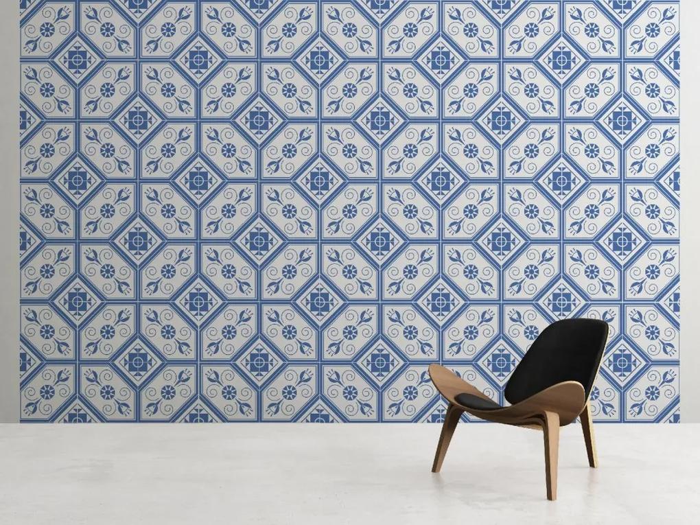 wall1 obrazová tapeta kachličky modré portugalské Velikost: 420 × 270 cm