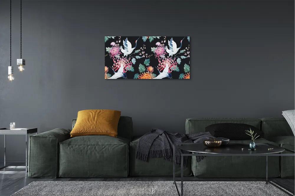 Obrazy na plátně Ptáci s květinami 100x50 cm