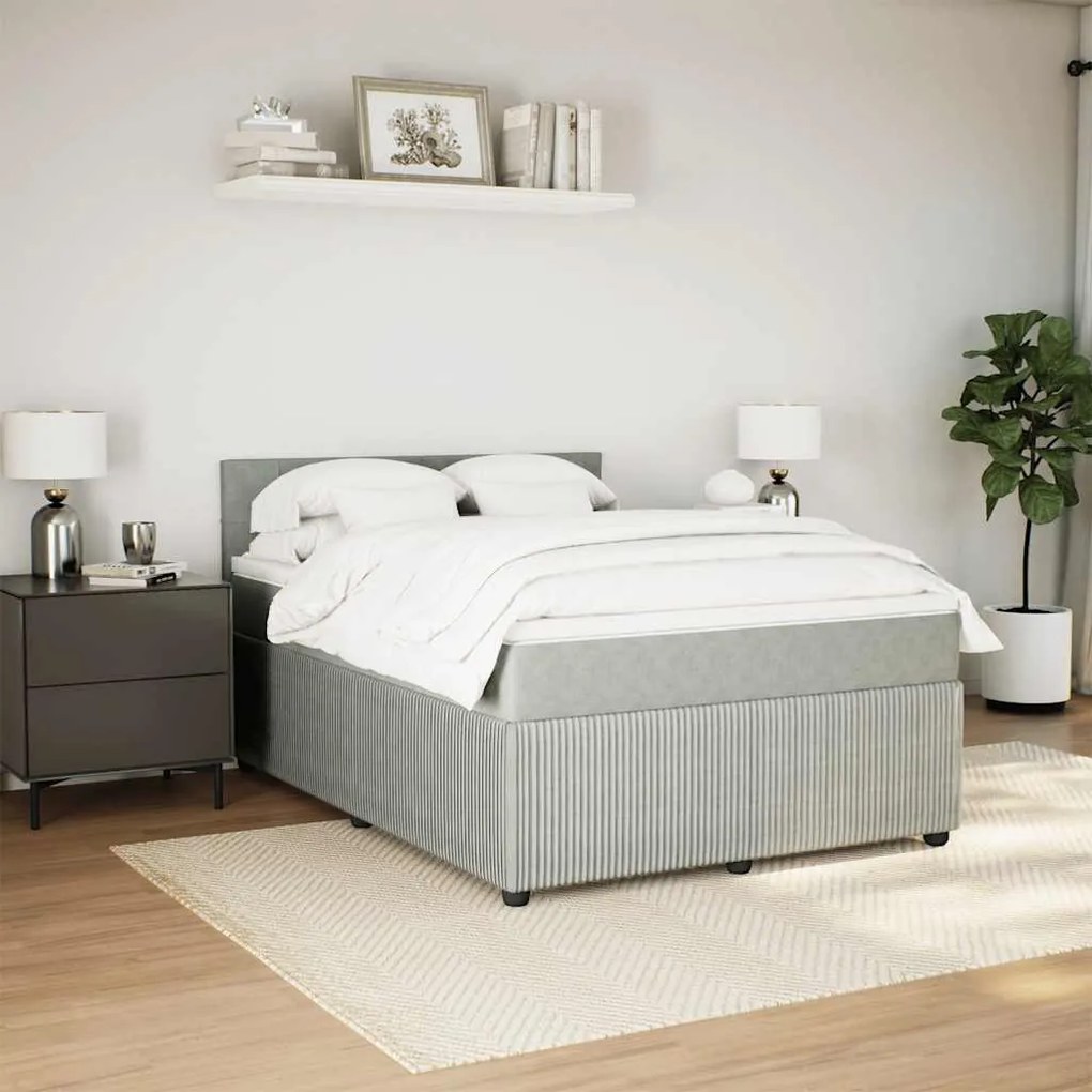 Box spring postel s matrací světle šedá 140x190 cm samet 3287734