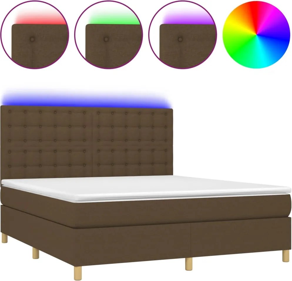 Box spring postel s matrací a LED tmavě hnědá 160x200 cm textil 3135768