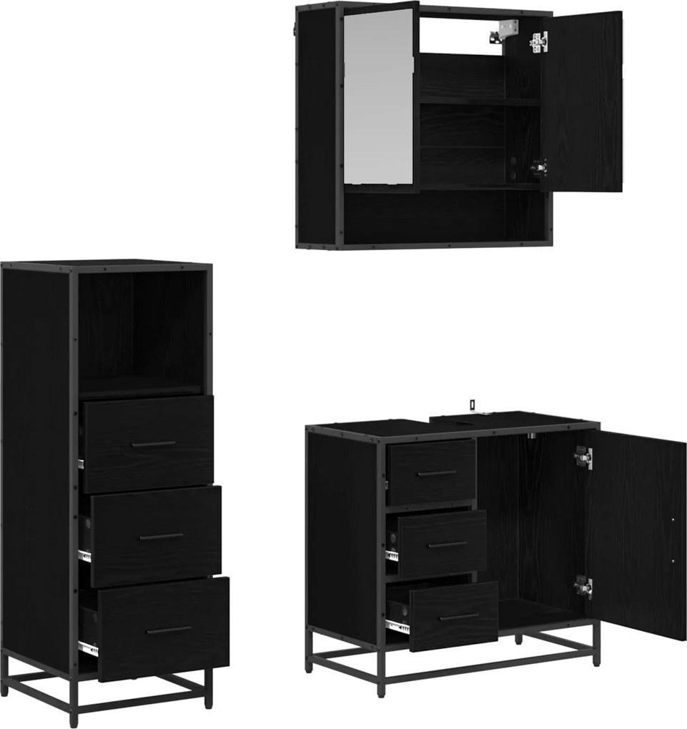 Sada koupelnového nábytku 3 ks Černý dub 65 x 33 x 60 cm 3402334