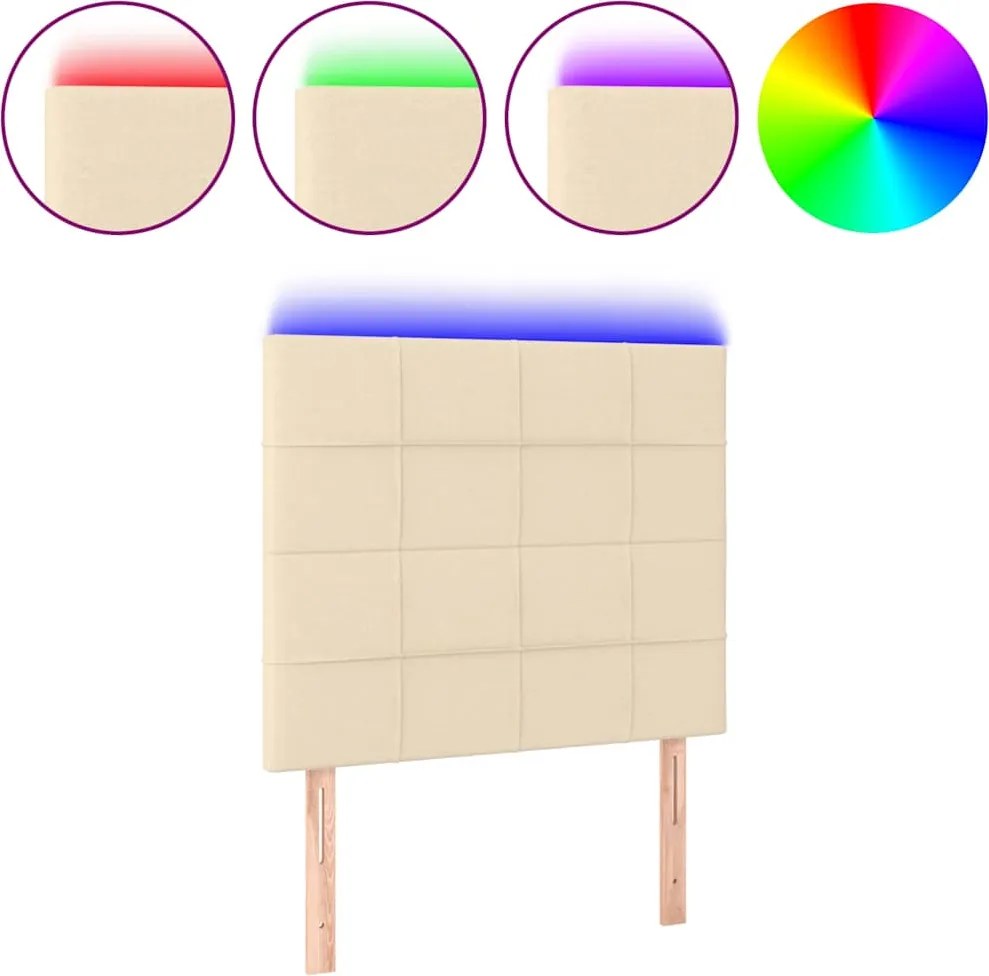 Čelo postele s LED krémové 100x5x118/128 cm textil 3122419