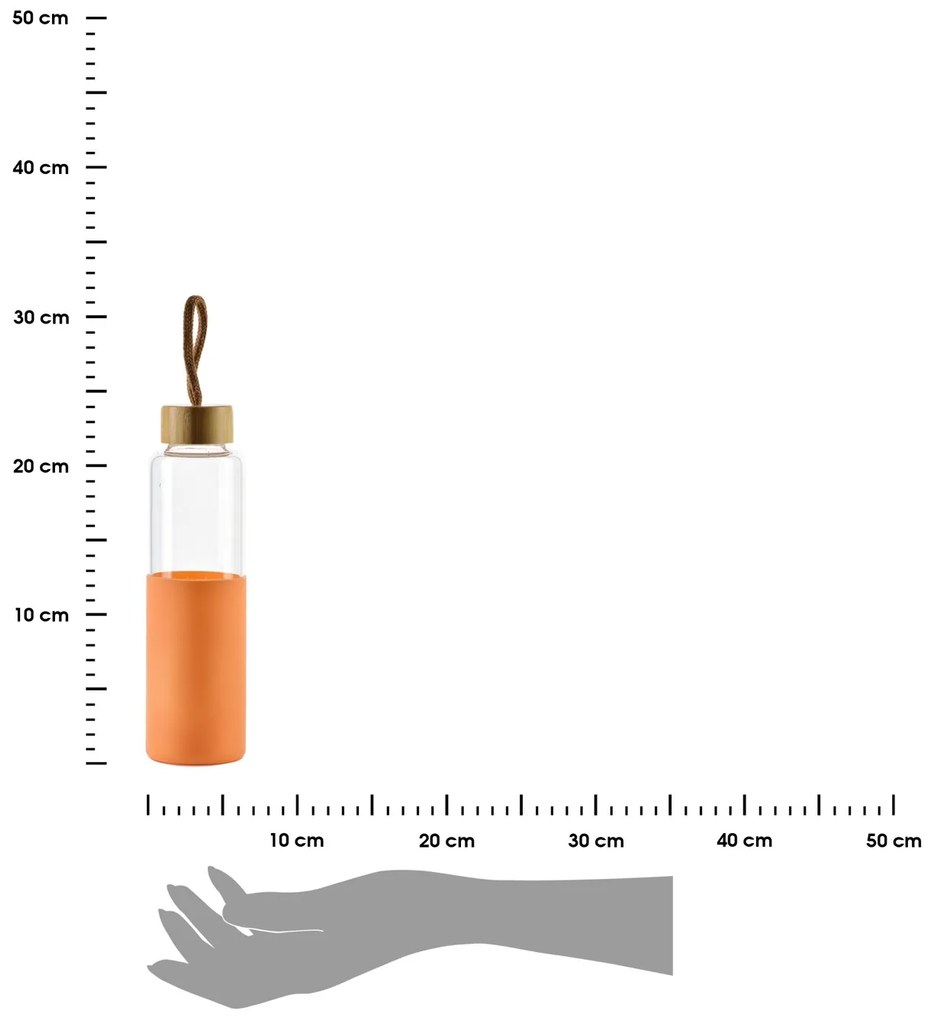 Skleněná láhev Hollie Orange 600 ml bambusové víko