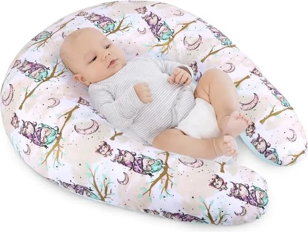 Bellatex Povlak na kojicí polštář na zip po obvodu 180 cm Sovička na větvi