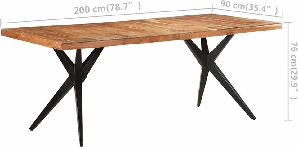 Jídelní stůl 200 x 90 x 76 cm masivní akácie 323571