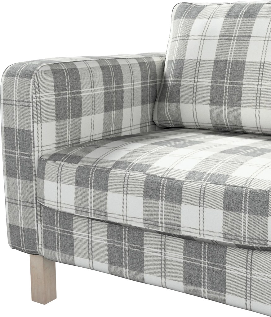 Potah na křeslo IKEA Karlstad, krátký barva šedá látka pletený vzor, vzorované