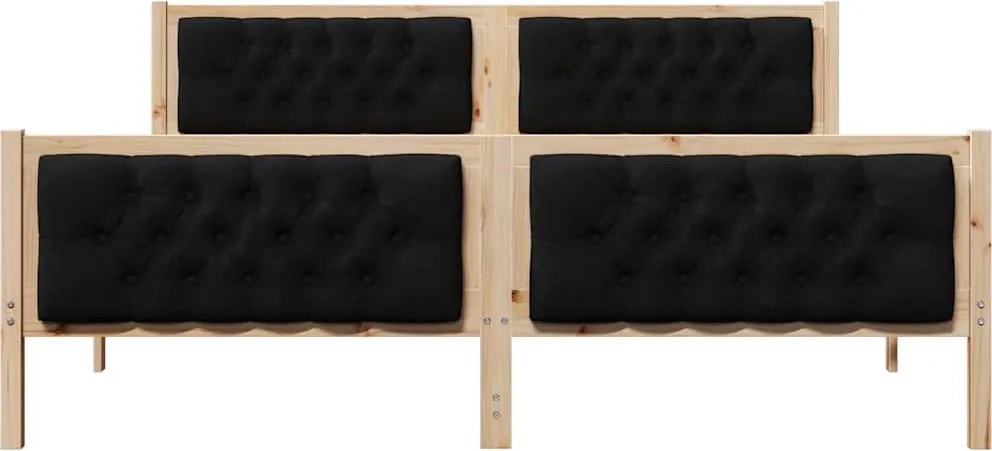 Rám postele s čelo Černá 160 x 200 cm Masivní borové dřevo 3394280