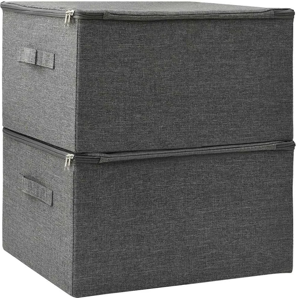 Úložné boxy 2 ks textil 43 x 34 x 23 cm antracitové 332909