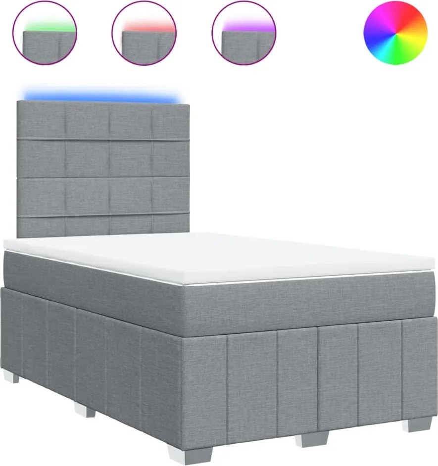 Box spring postel s matrací světle šedá 120x190 cm textil 3293907