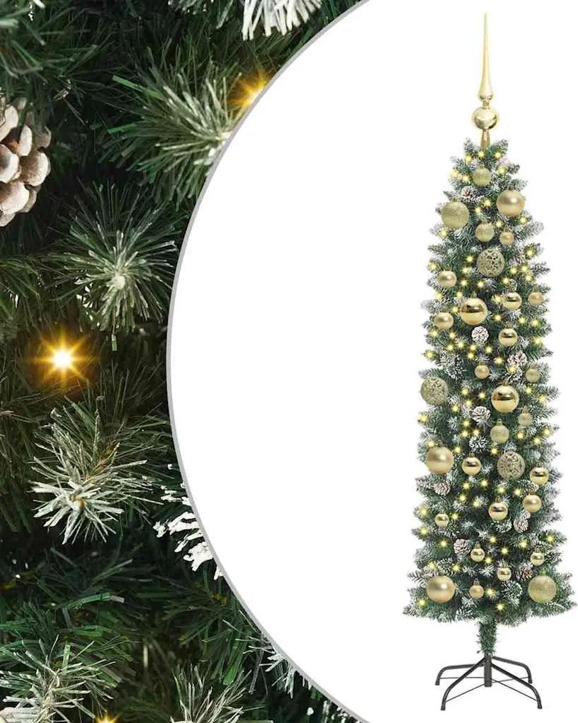 Umělý štíhlý vánoční strom Zelená a bílá 120 cm 3395273