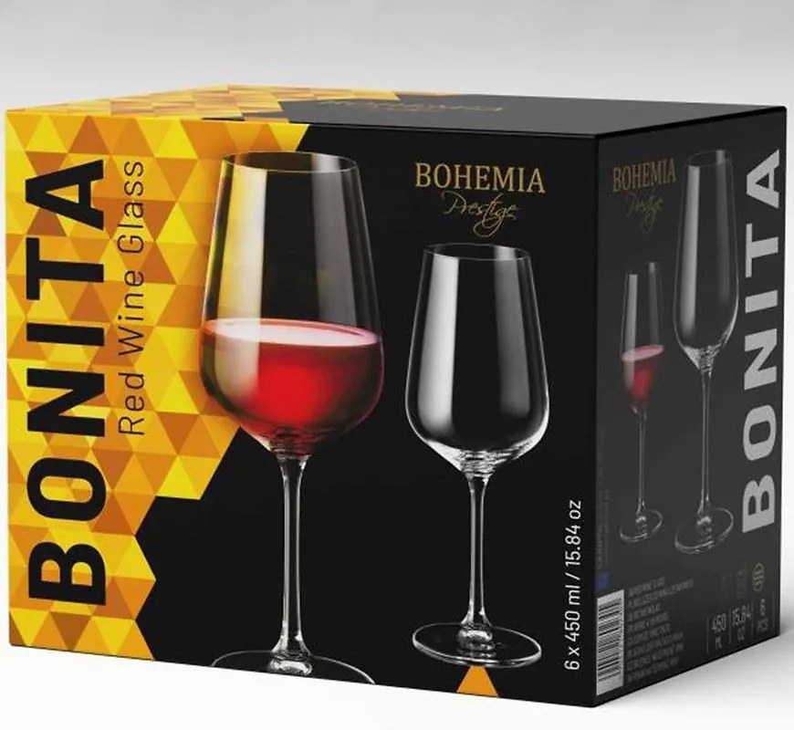 Bohemia prestige bonita sklenička na víno 450ml 6 ks 802305