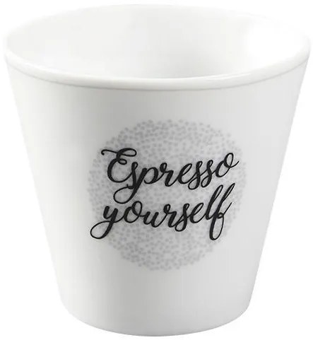 Krasilnikoff Porcelánový hrneček na espresso Espresso Yourself, šedá barva, černá barva, bílá barva, porcelán