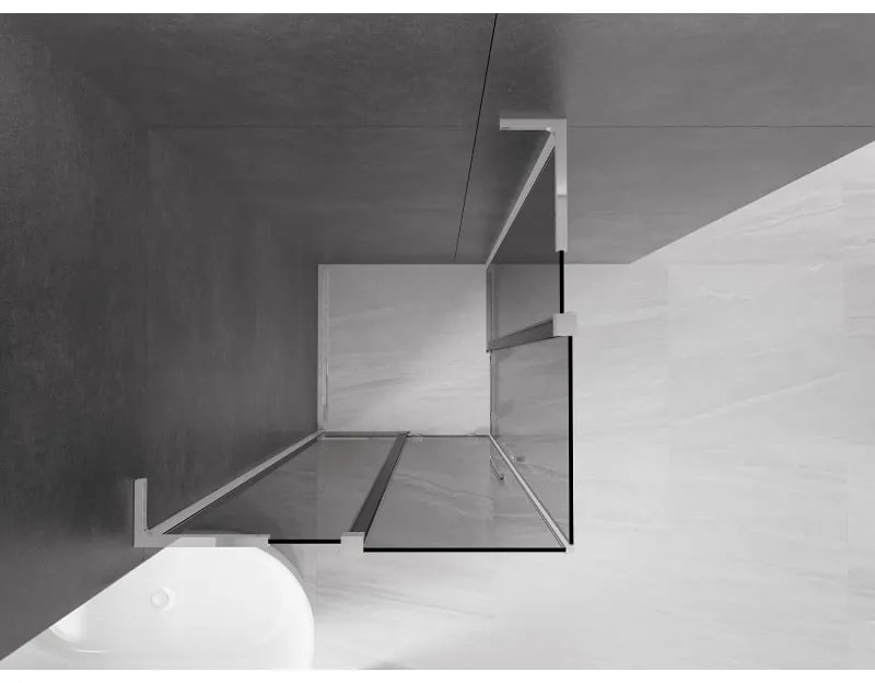 Mexen Velar L Duo, sprchový kout s posuvnými dveřmi 100 x 100 cm, 8mm šedé sklo, chromová, 871-100-100-02-43-01