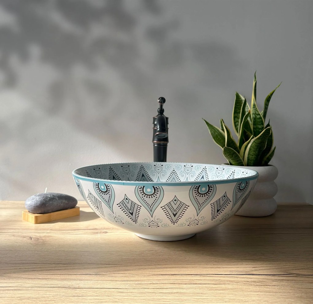 Rea Mandala, umyvadlo na desku 400x400x115 mm, vícebarevné, REA-U7502