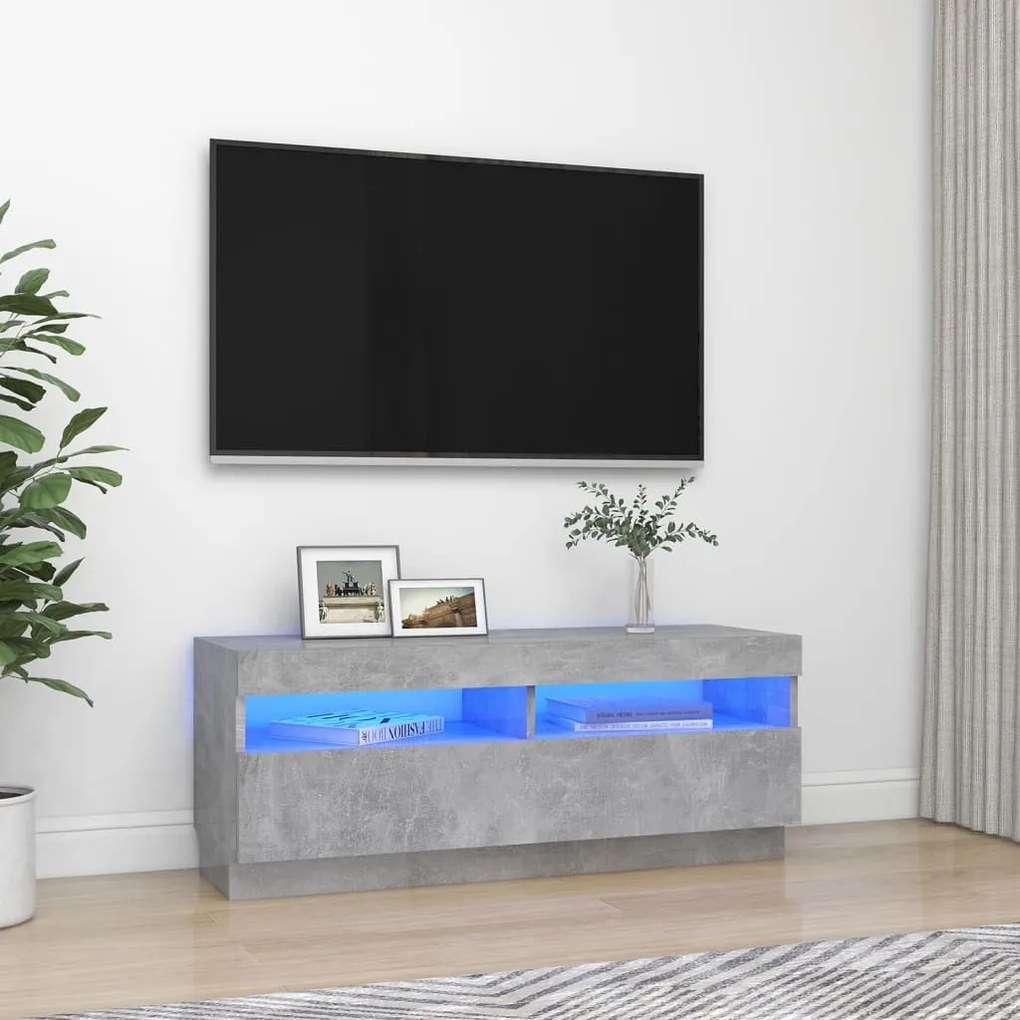 TV skříňka s LED osvětlením betonově šedá 100 x 35 x 40 cm