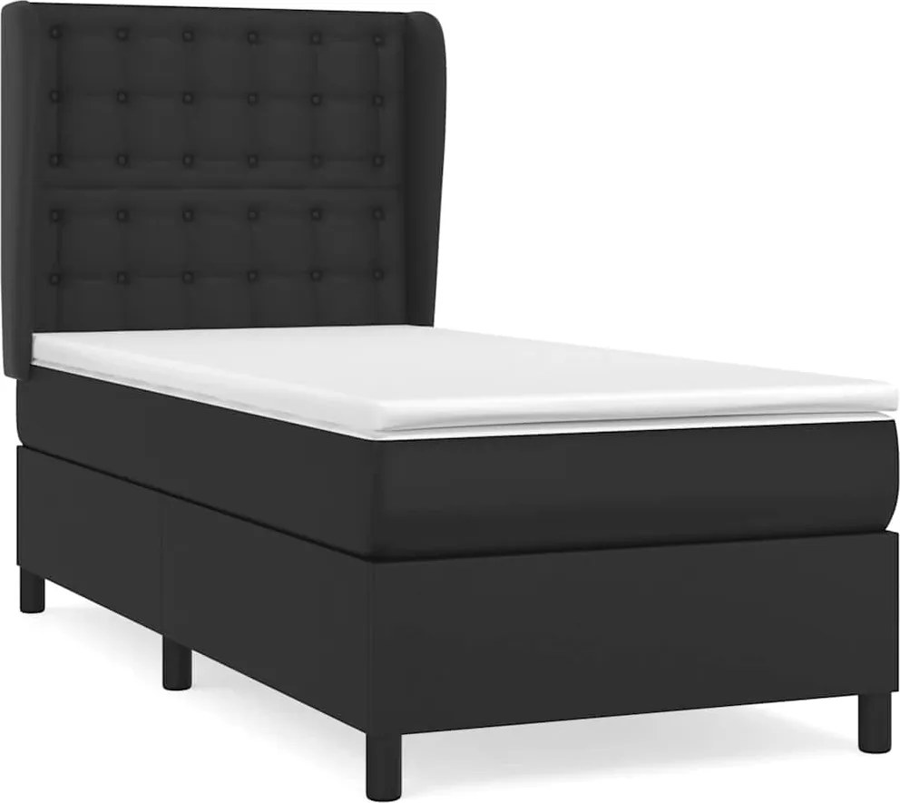 Box spring postel s matrací černá 80 x 200 cm umělá kůže 3128997
