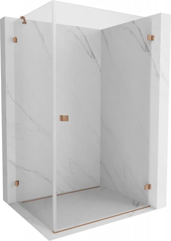 Mexen Lunar-B, pravostranný výklopný sprchový kout 90 x 70 cm, 8mm čiré sklo, profil měděná matná, 832-090-070-65-00-P