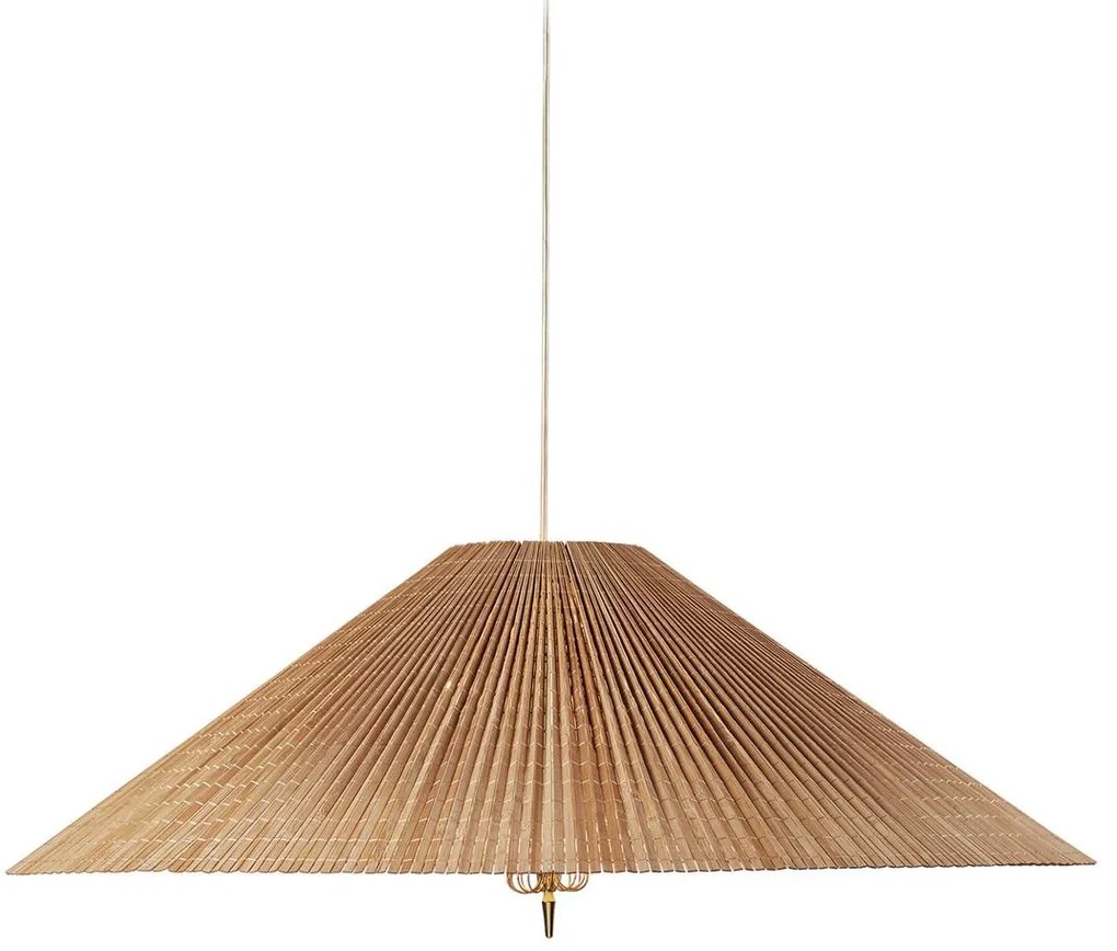 Závěsná lampa GUBI 1972, mosaz, bambusové stínidlo, Ø 62 cm
