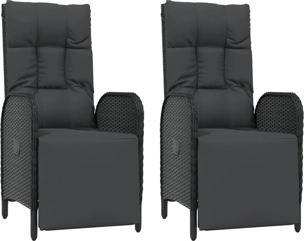 3dílný zahradní jídelní set s poduškami černý polyratan 3185059