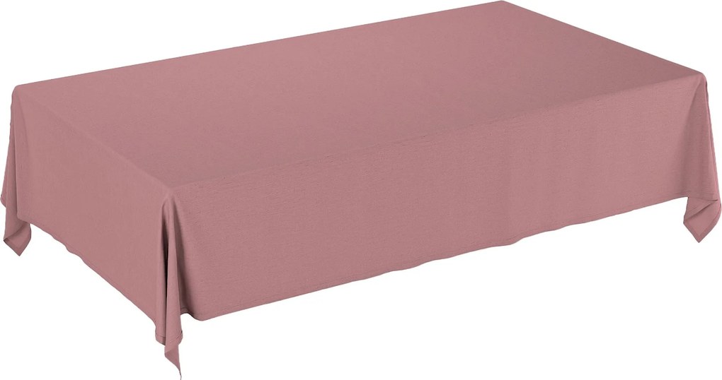 Ubrus obdélníkový barva růžová látka poloprůhledná, pletený vzor