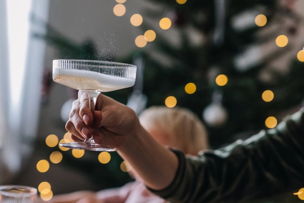 Ferm Living Skleničky na šampaňské Ripple 150 ml – sada 2 ks, čirá barva, sklo