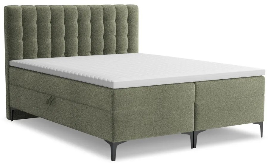 Zelená boxspring postel s úložným prostorem 160x200 cm Puhala – Makamii