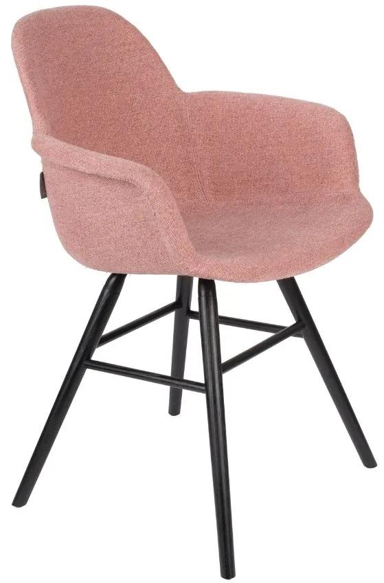 Růžová látková jídelní židle ZUIVER ALBERT KUIP s područkami