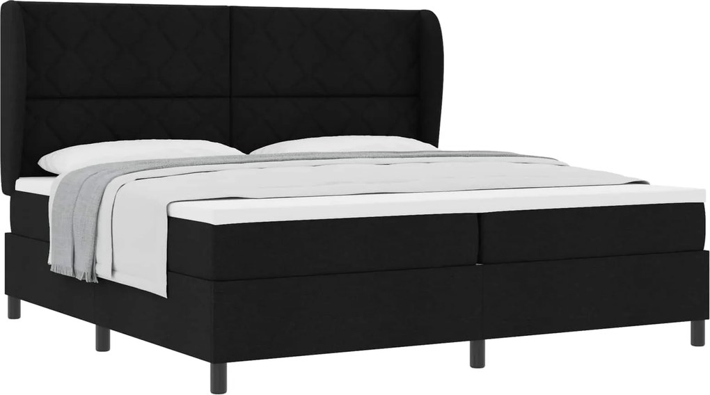Postel s boxspringem s čelo Černá 200 x 200 cm textil 3340650