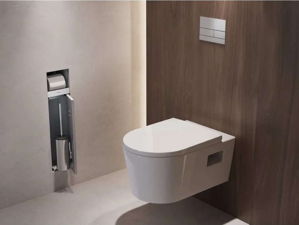 Hansgrohe XtraStoris Rock, wc kartáč na zabudování s držákem na toaletní papír, bílá matná, HAN-56062700