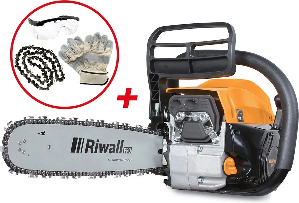Riwall PRO RPCS 5140 SET - motorová pila + rukavice + ochranné brýle