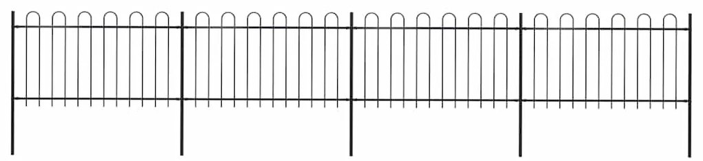 Zahradní plot s obloukem nahoře ocelový 671 x 100 cm černý 277659