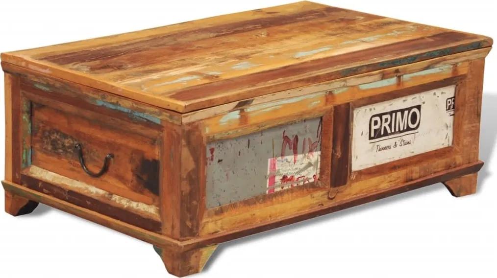 vidaXL Konferenční stolek úložný prostor vintage recyklované dřevo [241092]