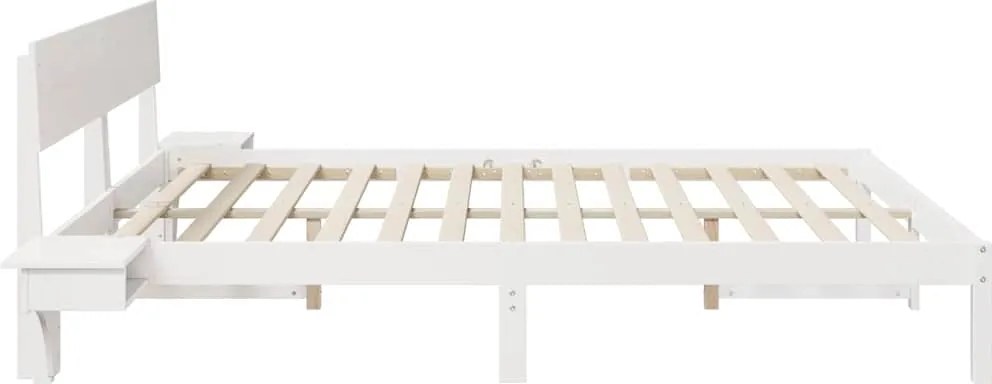 Rám postele s čelo Bílá 200 x 200 cm Masivní borové dřevo 3385749