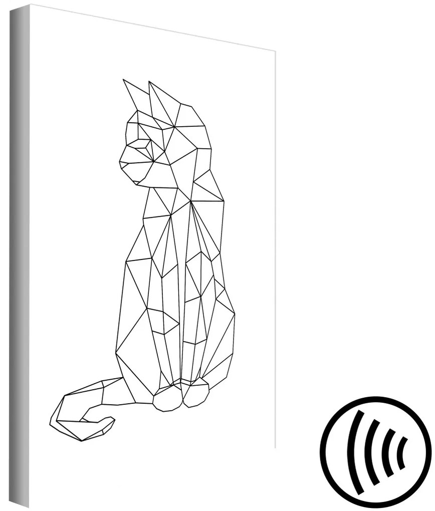 Obraz Geometrická kočka (1-dílný) svislý - černo-bílý obrys kočky