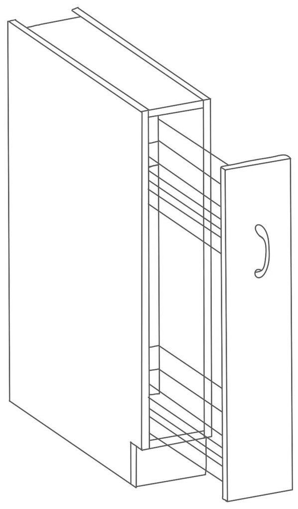 Výsuvná skříňka ULLERIKE - šířka 15 cm, bílá / šedá