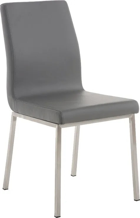 BHM Germany Jídelní židle s nerezovou podnoží (SET 2 ks), kvalitní imitace kůže, nerezová podnož Barva: šedá