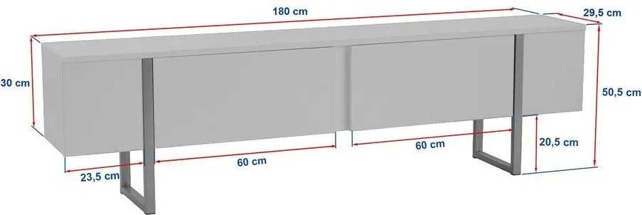 TV stolek v dekoru ořechu v tmavě přírodní barvě 180x50x30 cm Onera – Kalune Design