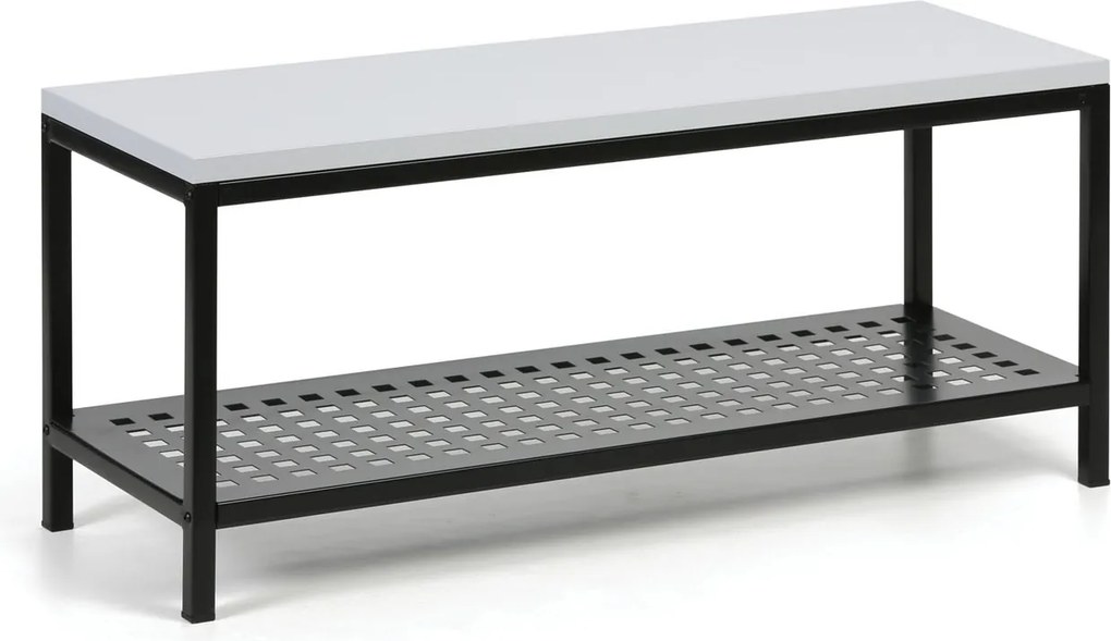 Šatní lavice s plechovým botníkem, 1000x360x439 mm, šedá