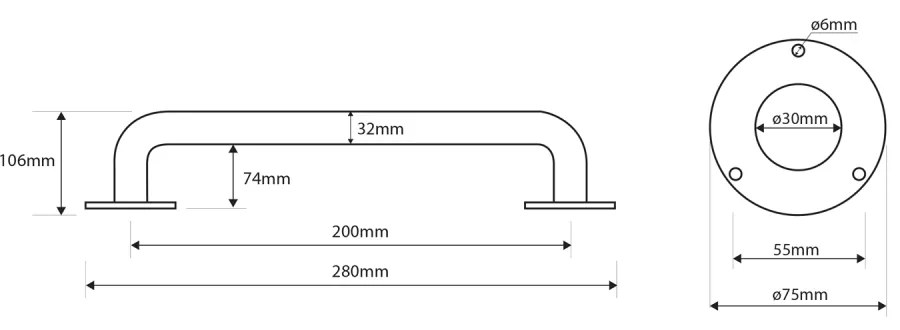 Sapho HANDICAP madlo rovné 200mm, nerez lesk XH505