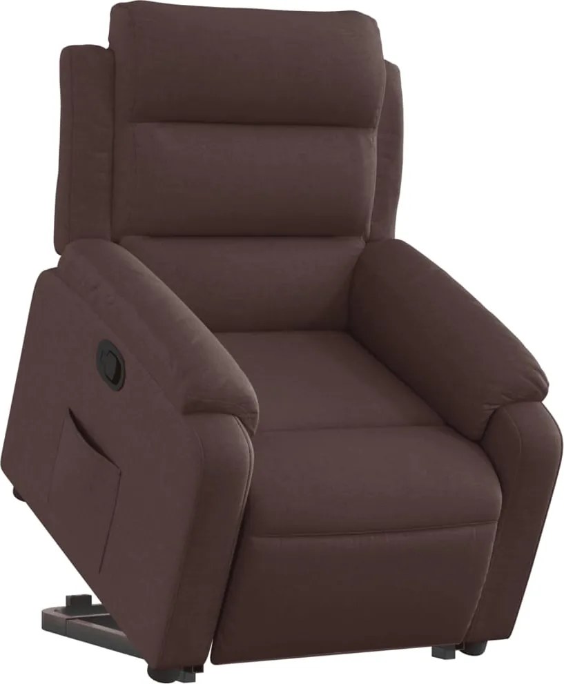 Zvedací polohovací křeslo tmavě hnědé textil 3204985