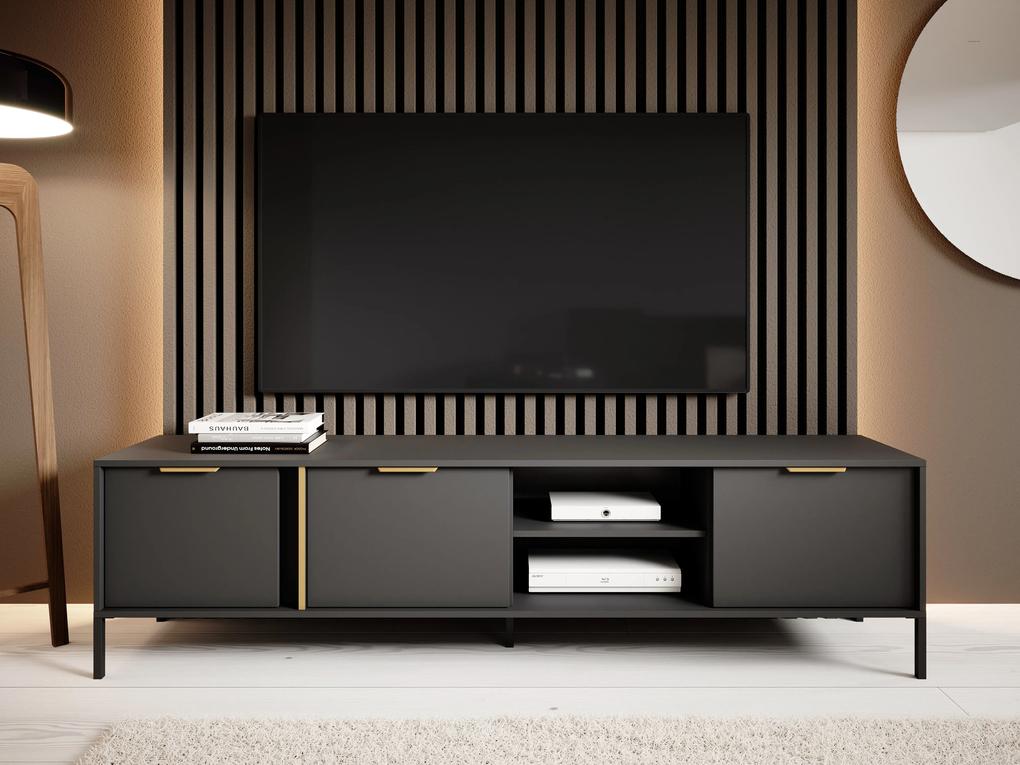 TV stolek/skříňka Lyran 3D (antracit + zlatá). 1071358