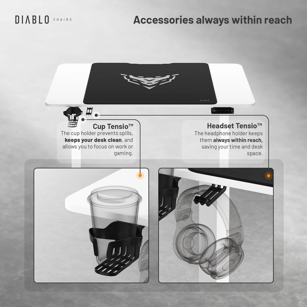 Výškově nastavitelný stůl 110 cm bílý: Diablo X-Tensio 1100