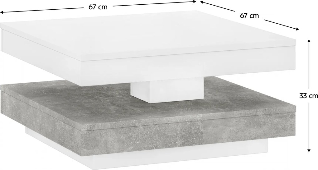 Konferenční stolek, bílá/ beton, MANDY