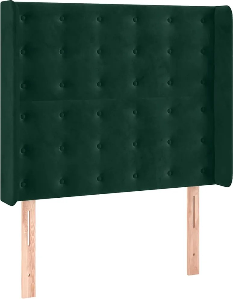 Box spring postel s matrací a LED tmavě zelená 80x200 cm samet 3139772